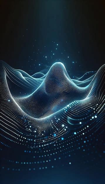 Premium Vector Dark Ocean Waves Digital Dots Depth Illusion