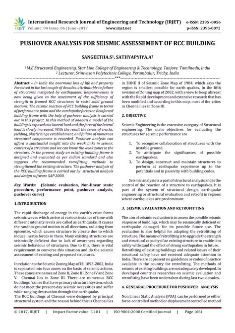 Pushover Analysis For Seismic Assessement Of Rcc Building Pdf