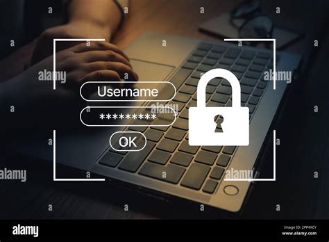 Woman Using Laptop With Vr Interface Of Secure Access To Users