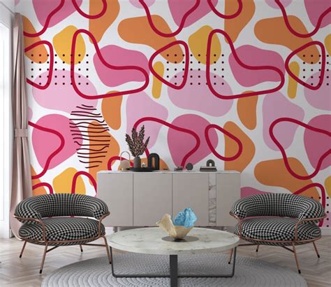 Abstract Geometric Patterns Wallpaper Mural Silk Interiors Wallpaper