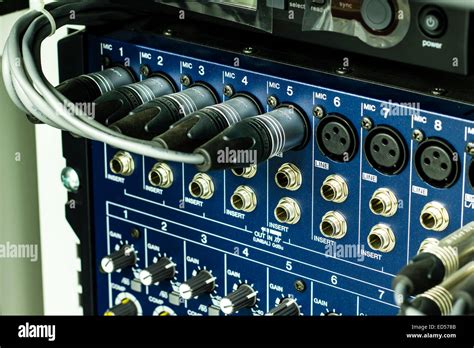 Audio Connectors On A Sound Mixer Panel Stock Photo Alamy