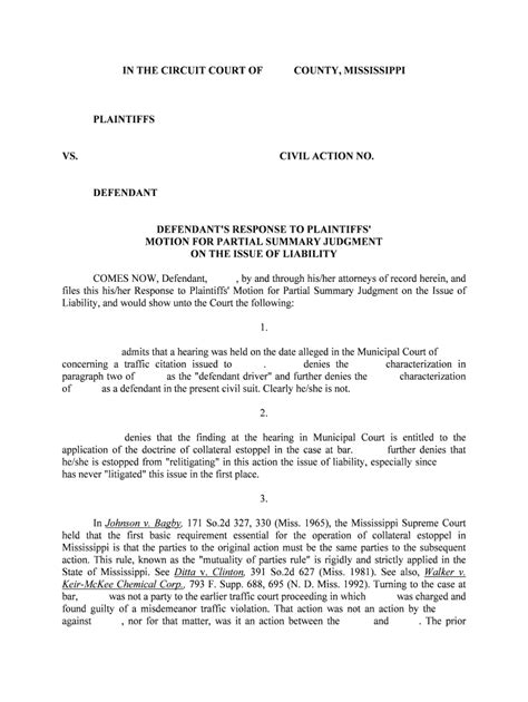 Defendants Response To Plaintiffs Form Fill Out And Sign Printable