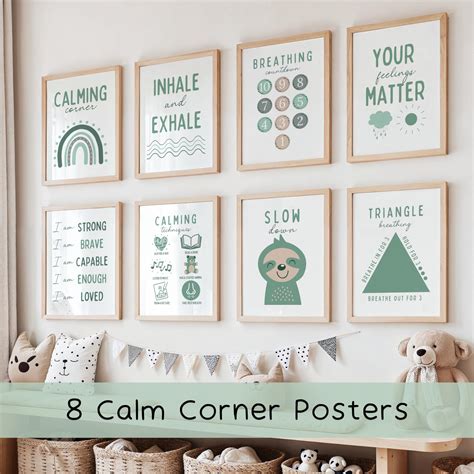 8 Calm Down Corner Posters Sign Kit Printables Boho Classroom Playroom