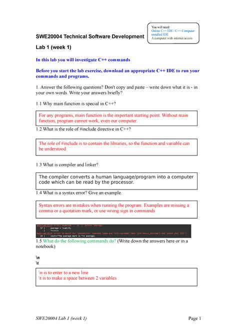Swe2000 4 Lab 1 Week1 1 1 Swe20004 Technical Software Development Lab