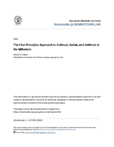 Pdf The First Principles Approach To Antitrust Kodak And Antitrust