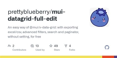Github Prettyblueberry Mui Datagrid Full Edit An Easy Way Of Mui X Data Grid With Exporting