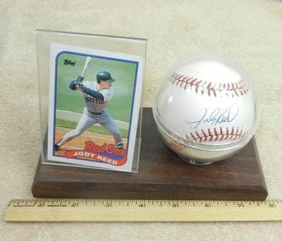 Jody Reed Signed Baseball And Boston Red Sox Baseball Mlb Topps Card