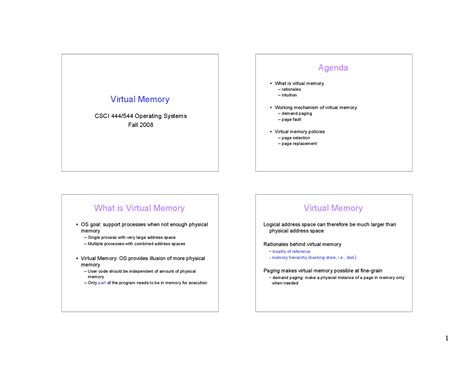 Virtual Memory Lecture Slides Operating Systems Csci 444 Docsity