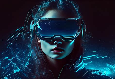Premium Ai Image Woman In Vr Glasses Future Technology Background Modern Imaging Technology