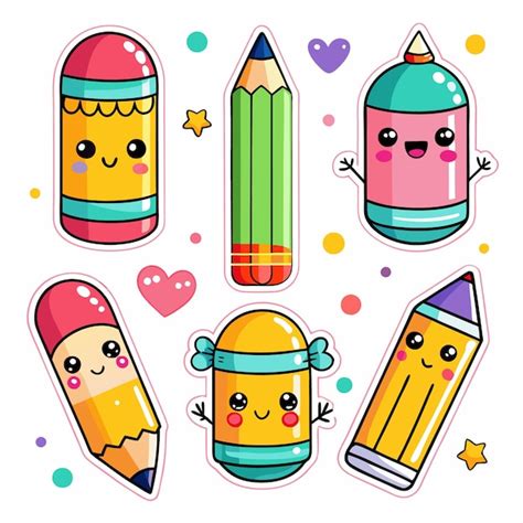 Lápiz De Dibujos Animados Lápices De Colores Y Marcadores Vector