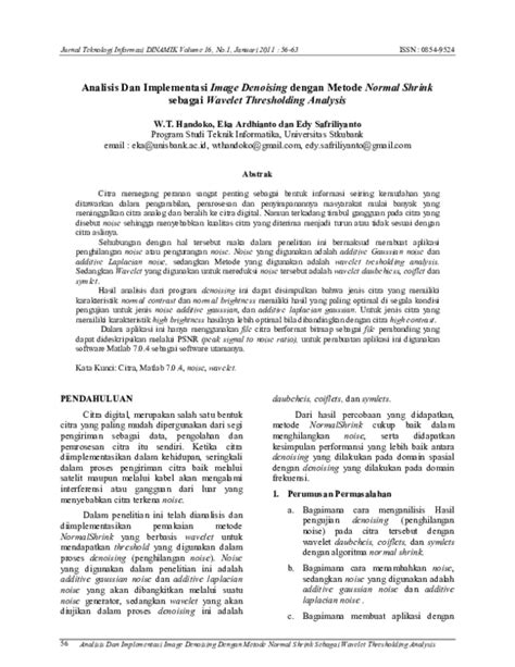 pdf analisis dan implementasi image denoising dengan metode normal