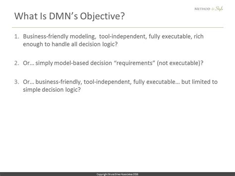 dmn as a decision modeling language method and style