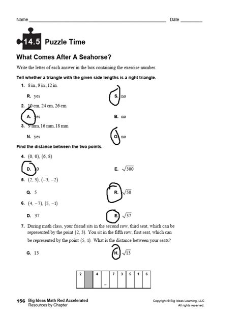 145 Using The Pythagorean Theorem Puzzle Pdf