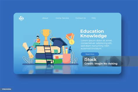현대 플랫 디자인 벡터 일러스트레이션 교육 지식 방문 페이지 및 웹 배너 템플릿 교육 학교 학습 교육 성취도 학업 원거리 교육 졸업 개념에 대한 스톡 벡터 아트 및 기타