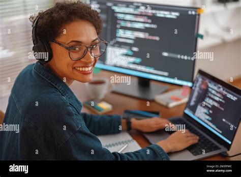 Female Freelancer Making New Project As Web Designer And Programmer On