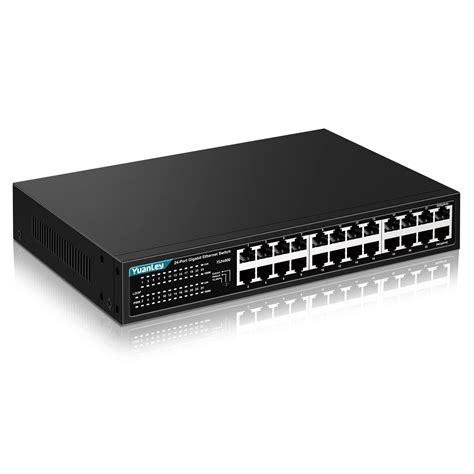 Yuanley 24 Port Gigabit Ethernet Switch Vlan Extend 250m Fanless Metal Rackmount Unmanaged