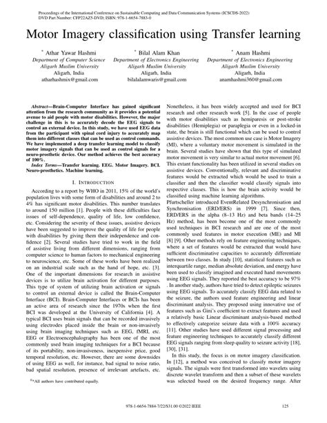 Pdf Motor Imagery Classifcation Using Transfer Learning