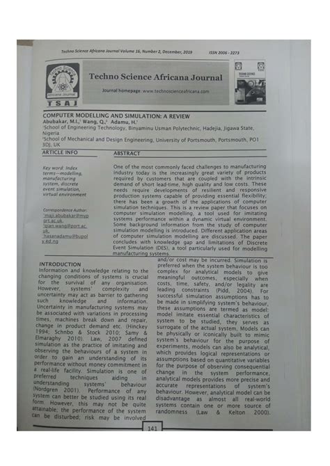 pdf computer simulation and modelling a review