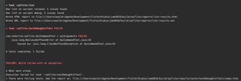 gradle task sqflite testdebugunittest failed · issue 74 · tekartik