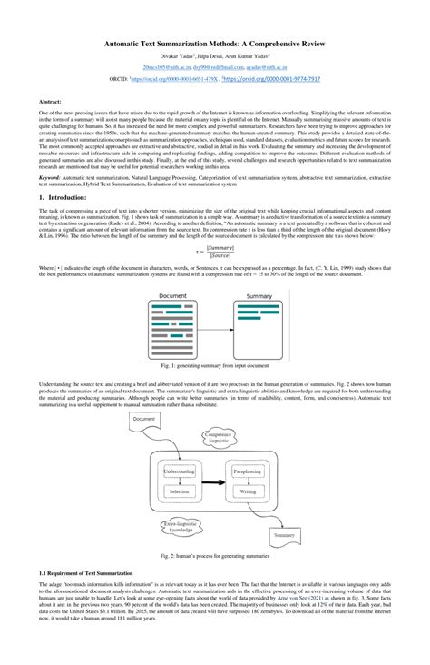 Pdf Automatic Text Summarization Methods A Comprehensive Review