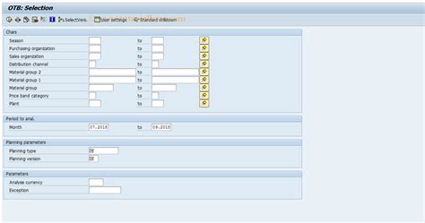 MCO SAP Tcode RIS OTB Selection