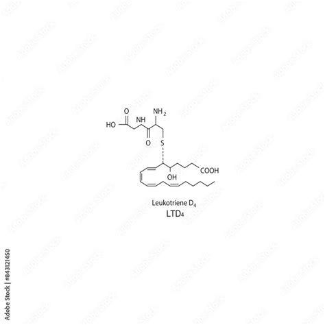 Leukotriene D4 Skeletal Structure Diagramleukotriene Compound Molecule