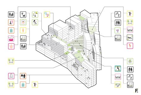 Functional Axonometric Of The Project Housing Architecture