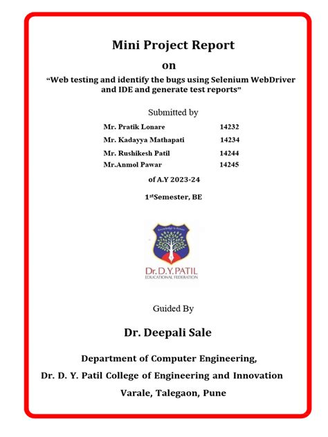 Stqa Miniproject Group Pdf Selenium Software Software