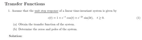 Solved Assume That The Unit Step Response Of A Linear