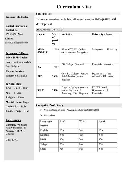 Prashant Resume2 Docx Human Resources Business