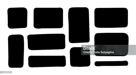 장식적인 콜라주 기하학적인 손으로 그려진 직사각형 주 주를 위한 구조 텍스트 상자 세트 추상적인 빈 검은 색 모양입니다 그래픽 요소 낙서 프레임 템플릿 테두리 벡터 일러스트