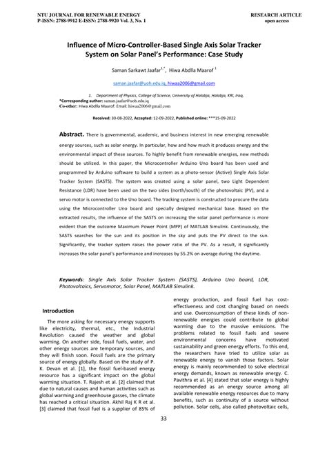 Pdf Influence Of Micro Controller Based Single Axis Solar Tracker