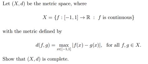 Solved Let X D Be The Metric Space Where X F Chegg