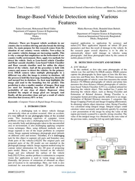 Image Based Vehicle Detection Using Various Features Pdf Image