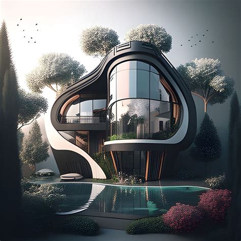 Futuristic House In The Woods Futuristic House Concept Art