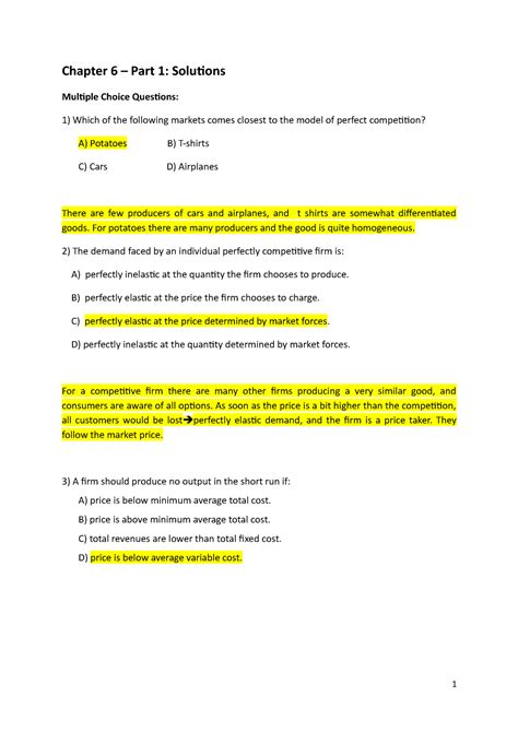 Chapter Part Questions And Exercises Solutions Chapter Part Solutions Multiple