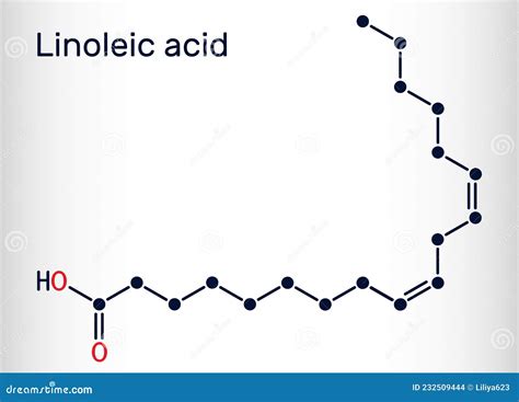 Linoleic Acid La Structural Chemical Formula And Molecule Mod Vector Illustration