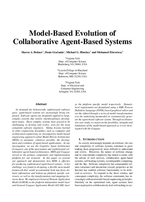 Pdf Model Based Evolution Of Collaborative Agent Based Systems