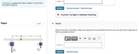in suppose the mass of object 1 is four times the