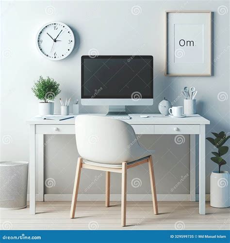 Illustration Of Tidy Modern Office Workspace Stock Illustration