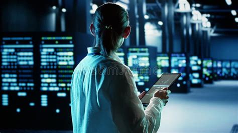 Scientist Runs Code In Data Center Stock Video Video Of Maintenance Arrays 289406961