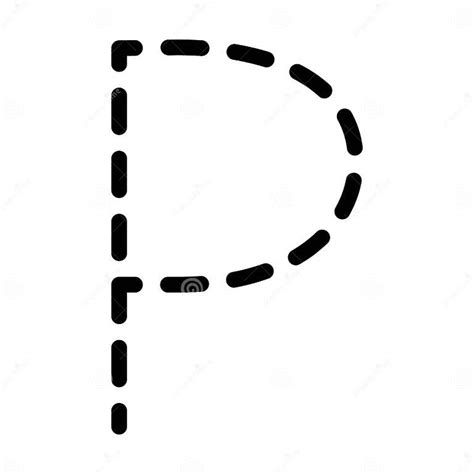Tracing Alphabet Letter P Prewriting Dotted Line Element For