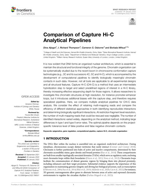Pdf Comparison Of Capture Hi C Analytical Pipelines