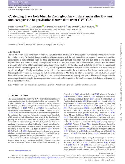 Pdf Coalescing Black Hole Binaries From Globular Clusters Mass Distributions And Comparison