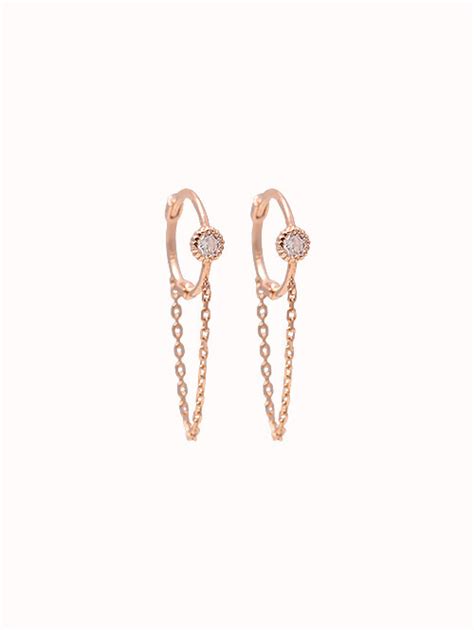 14k 아리드 큐빅 체인 귀걸이