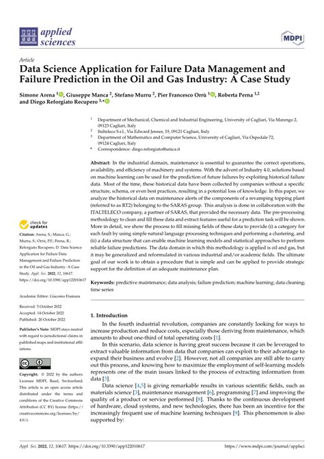 PDF Data Science Application For Failure Data Management And Failure Prediction In The Oil And