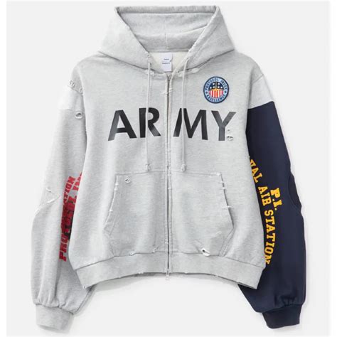 Buy Grey Protocol Index Reconstructed Zip Up Hoodie