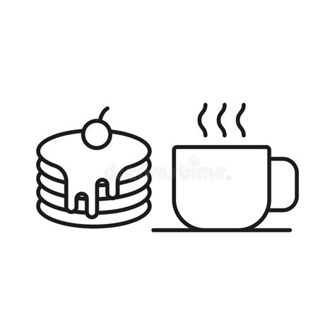 Coffee Glass And Pancake Set Food Drink Icon Vector Stock Vector