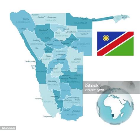 나미비아 행정 청록색지도와 국가 플래그와 지구 위치에 위치 0명에 대한 스톡 벡터 아트 및 기타 이미지 0명 3차원 형태 개체 그룹 Istock