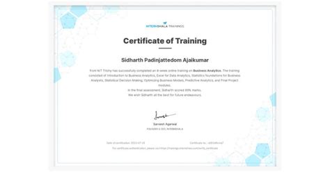 Successfully Completed The Business Analytics Training From Internshala… Sidharth P Ajaikumar